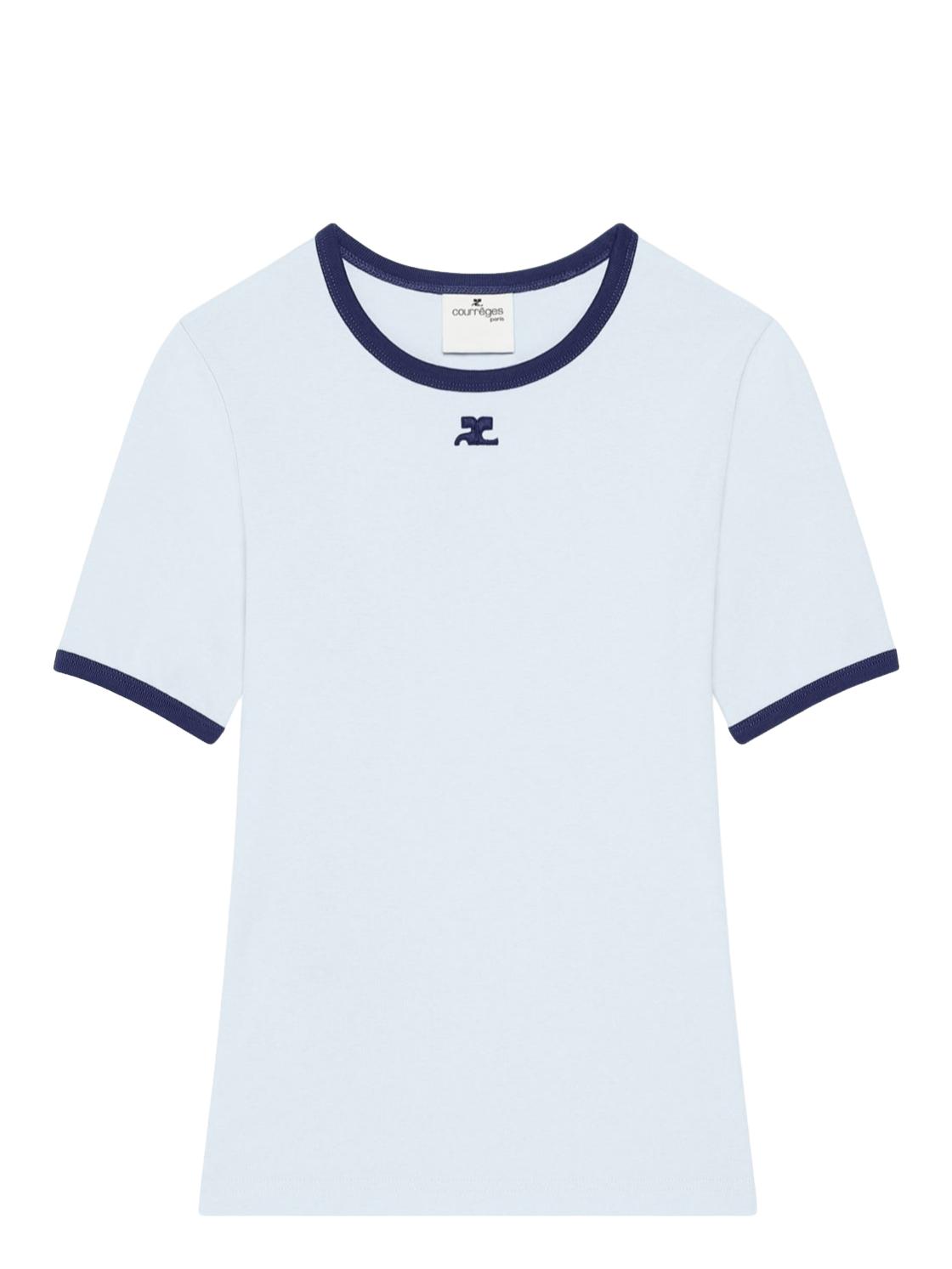 COURREGES Courreges Logo Embroidered Contrast Trim T-Shirt